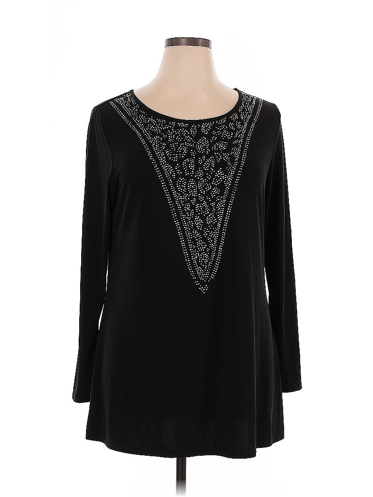 Miss Tina by Tina Knowles Black Long Sleeve Blouse Size XL - 52% off ...