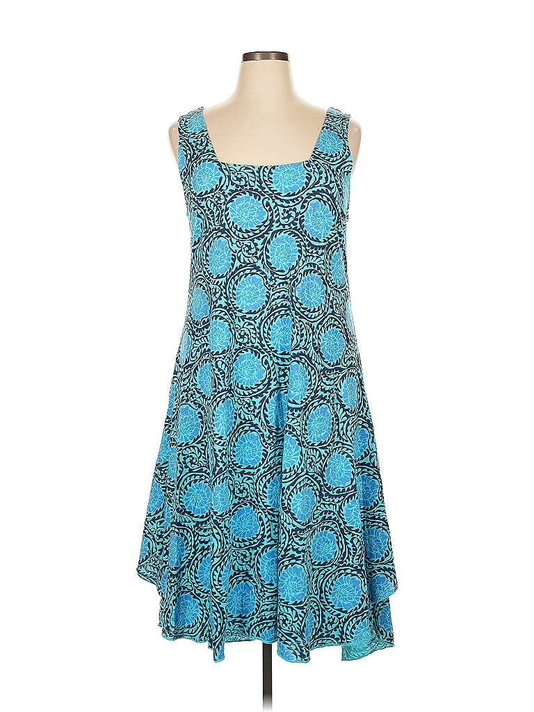 Sun Moda 100% Cotton Print Blue Casual Dress Size XL - 68% off | ThredUp