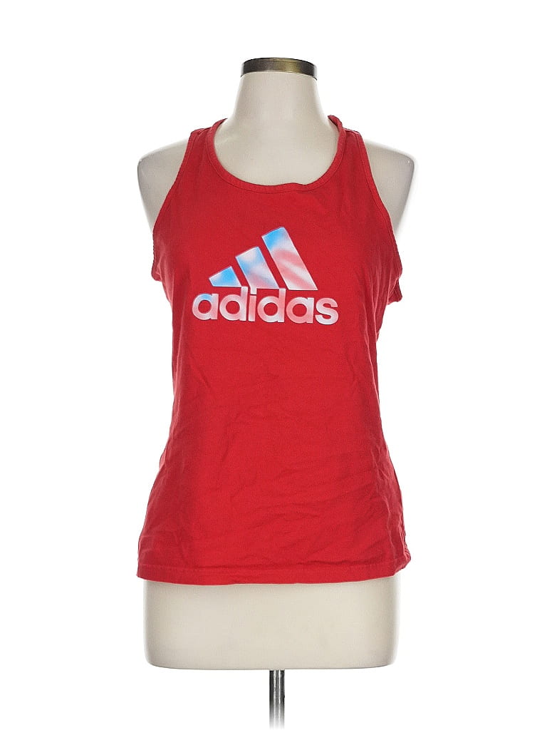 Adidas 100% Cotton Red Tank Top Size L - 64% off | ThredUp