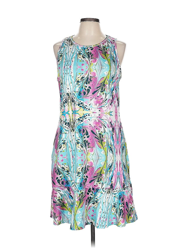 Reel Legends Graphic Teal Cocktail Dress Size L - 37% off | ThredUp