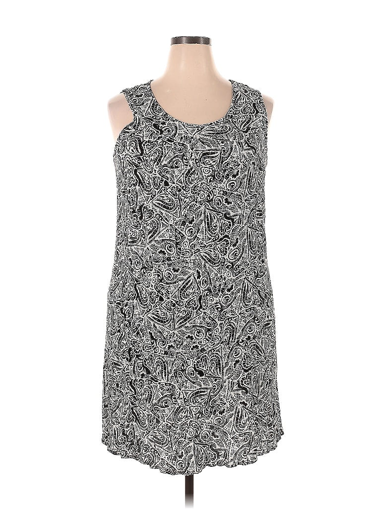 Studio Works 100% Rayon Graphic Gray Casual Dress Size 2X (Plus) - 50% ...