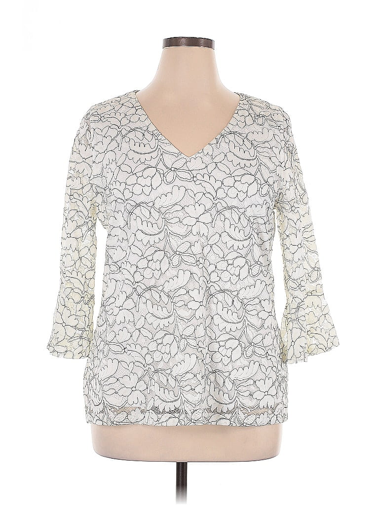 Elle Silver 3/4 Sleeve Blouse Size XL - 53% off | ThredUp