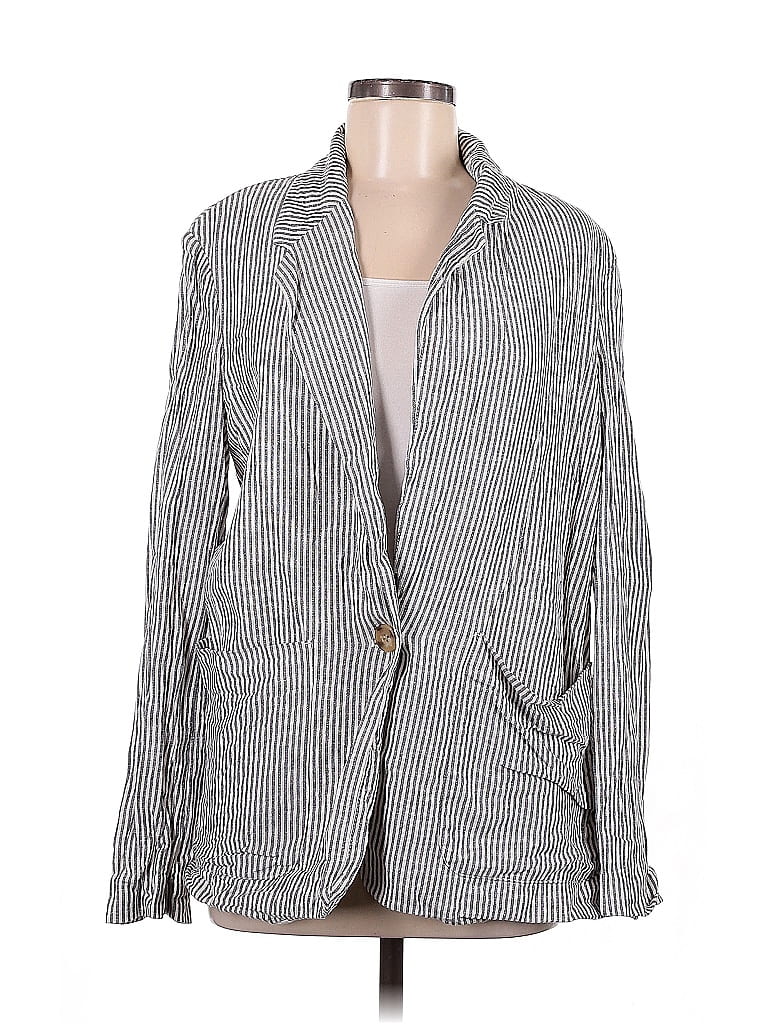 A New Day Stripes Gray White Blazer Size M - 50% off | ThredUp