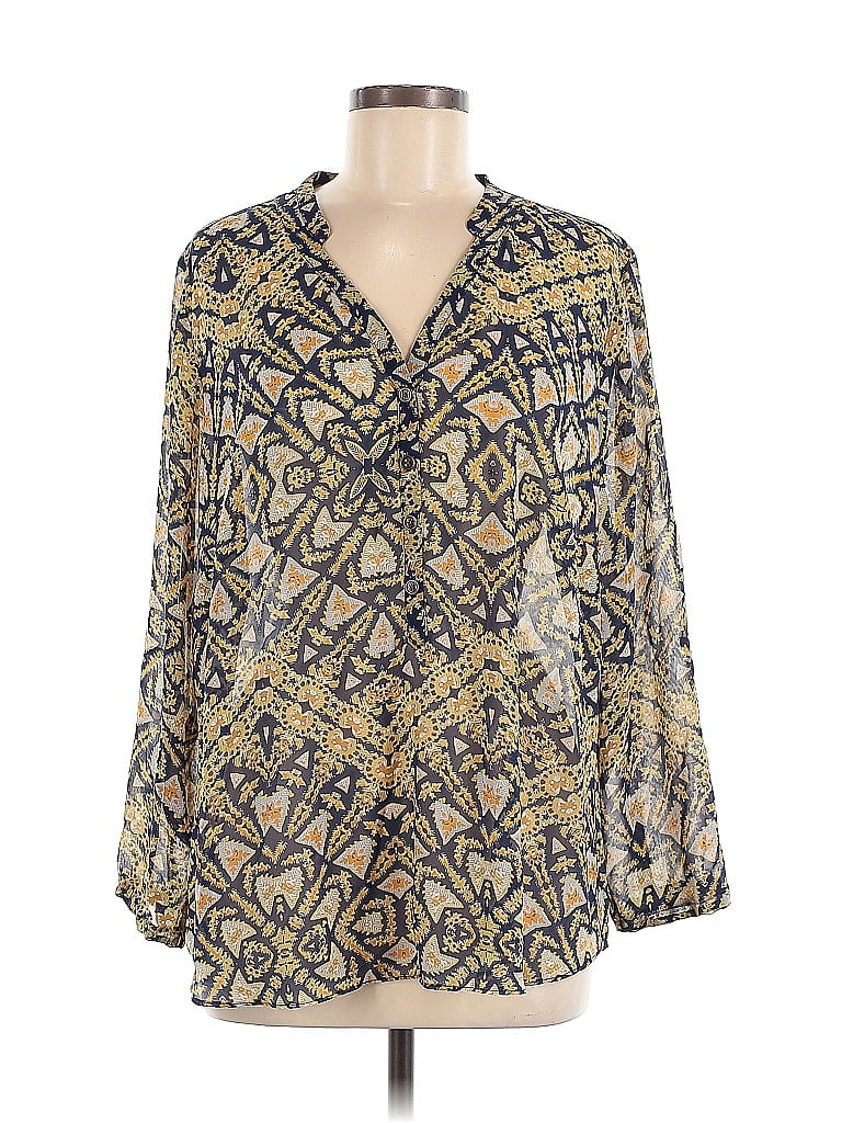 a.n.a. A New Approach 100% Polyester Gold Long Sleeve Blouse Size 1X (Plus) - 56% off | ThredUp
