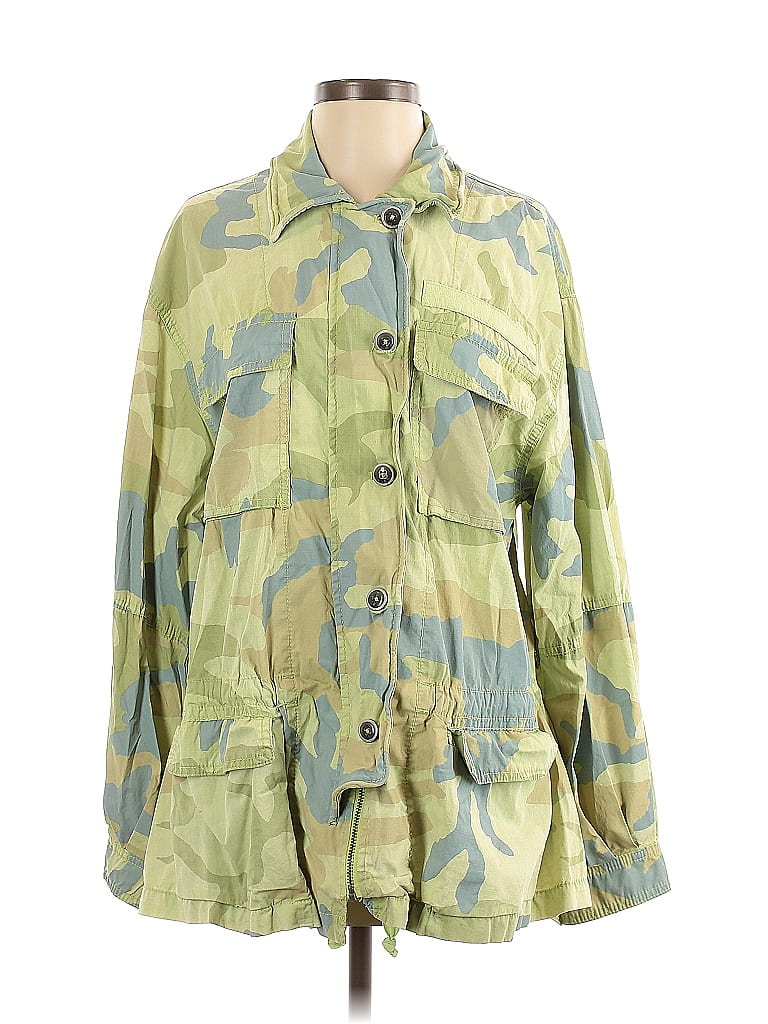 Free People 100% Cotton Tropical Green Jacket Size S - 66% off | ThredUp