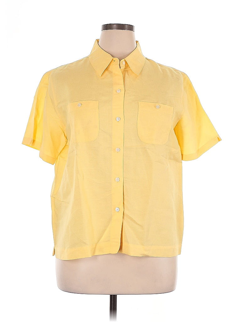 Crazy Horse Solid Yellow Short Sleeve Button-Down Shirt Size XL - 47% ...