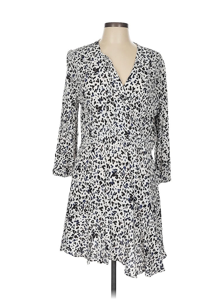Dex 100% Viscose Animal Print Gray Casual Dress Size L - 62% off | ThredUp