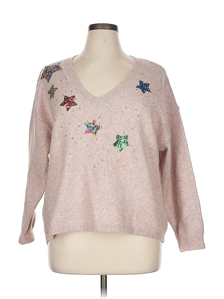 ModCloth Stars Pink Pullover Sweater Size 1X (Plus) - 67% off | ThredUp
