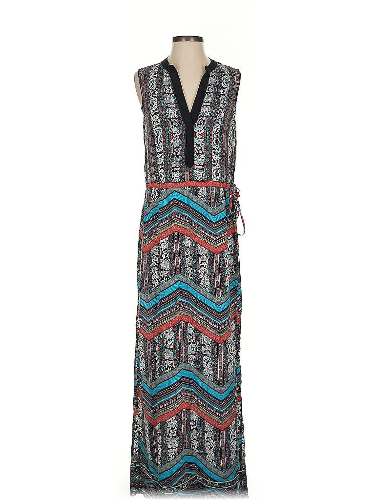 Tolani 100% Silk Print Teal Casual Dress Size S - 75% off | ThredUp