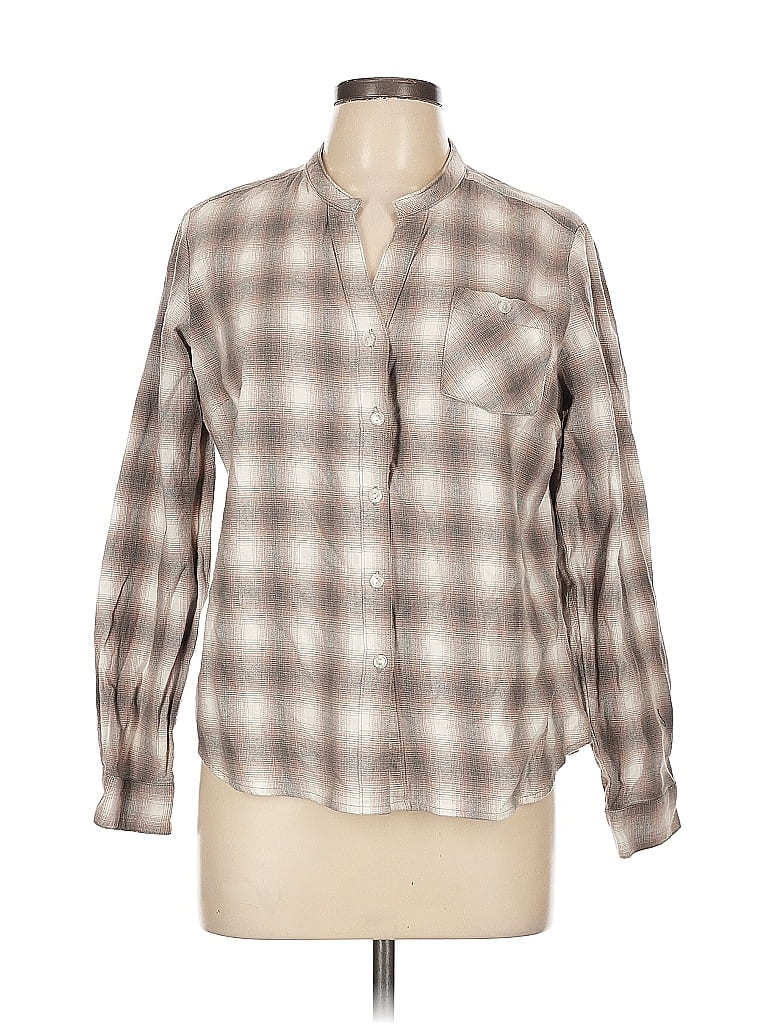 Hasting & Smith 100% Cotton Plaid Tan Long Sleeve Button-Down Shirt ...
