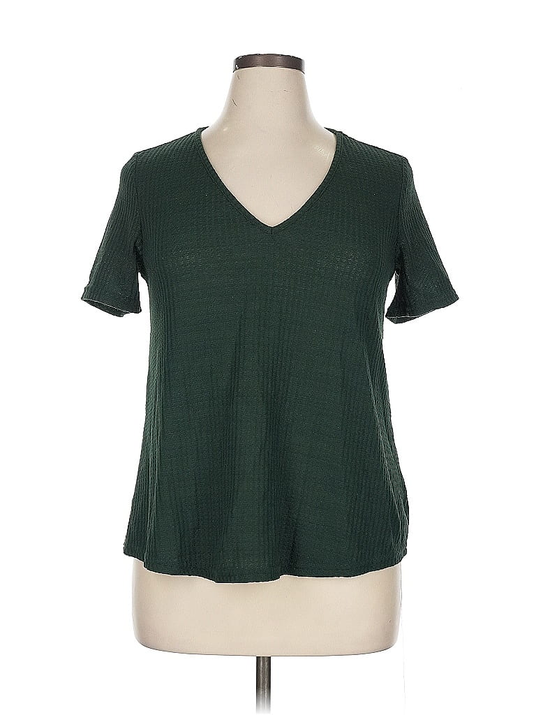 Shein Curve 100% Polyester Green Short Sleeve Top Size 0X (Plus) - 43% ...