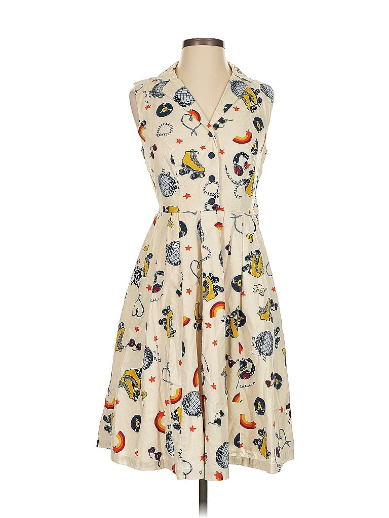 ModCloth 100% Cotton Print Ivory Casual Dress Size S - 51% off | ThredUp