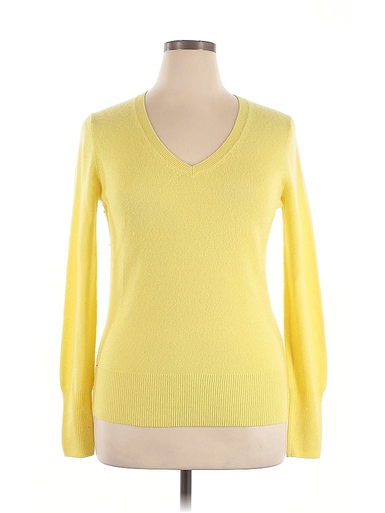 Halogen 100% Cashmere Yellow Cashmere Pullover Sweater Size XL - 74% ...