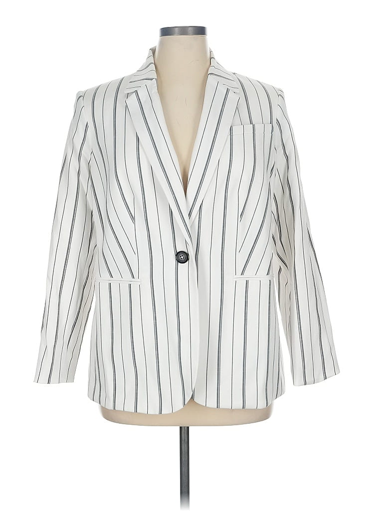Calvin Klein Stripes White Blazer Size 14 - 68% off | ThredUp