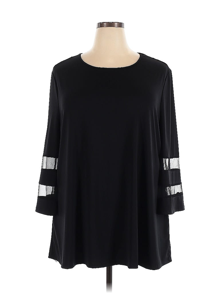 Slim Factor by Investments Black 3/4 Sleeve Top Size 2X - 53% off | ThredUp