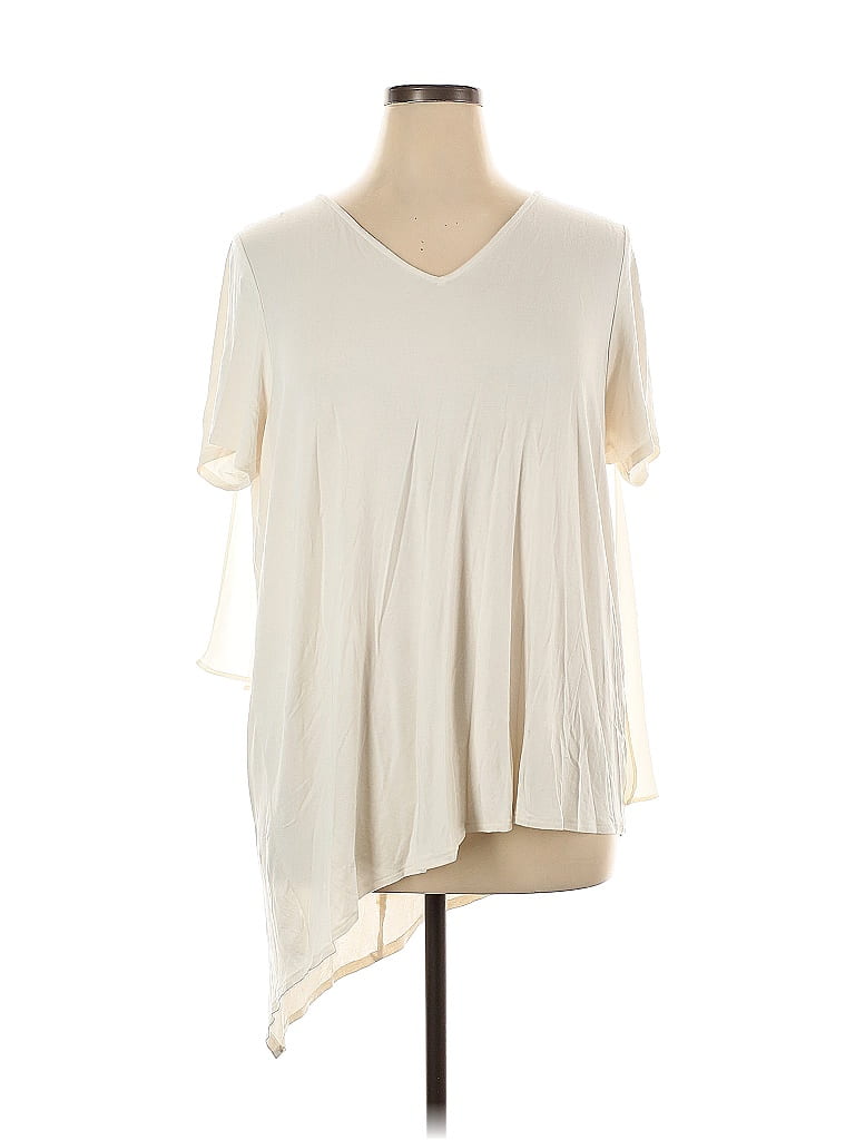 Lisa Rinna Ivory Short Sleeve Blouse Size 1X - 58% off | ThredUp