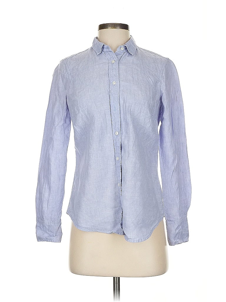 J.Crew 100% Linen Blue Long Sleeve Button-Down Shirt Size 0 - 73% off | ThredUp