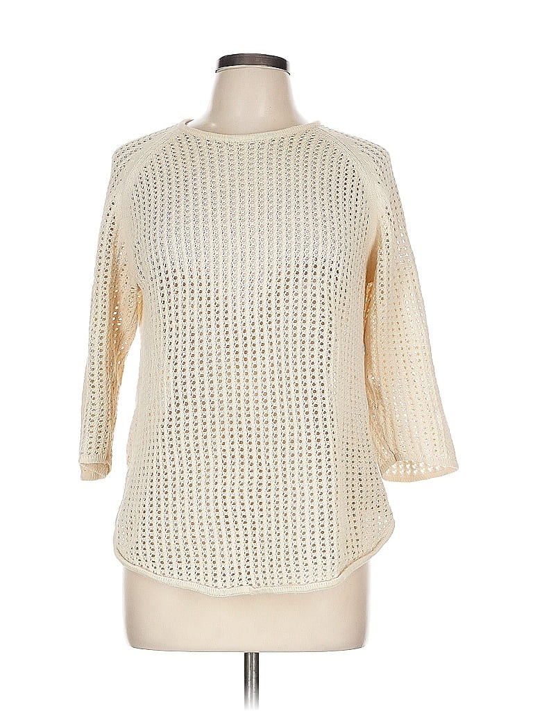Jeanne Pierre 100% Cotton Ivory 3/4 Sleeve Top Size L - 15% off | ThredUp