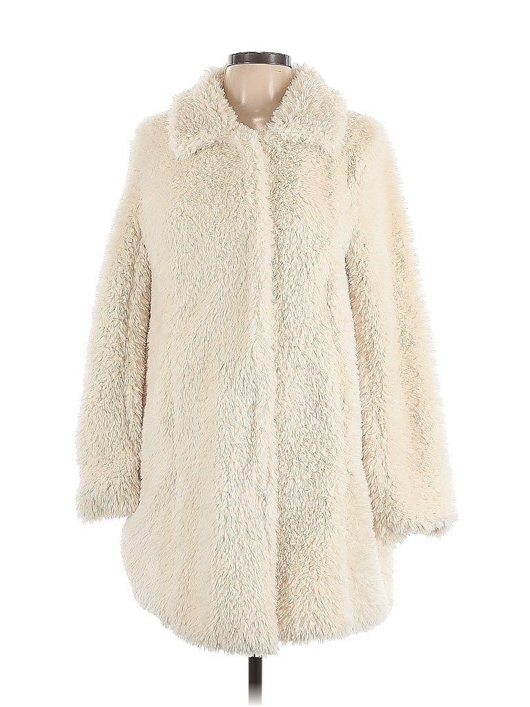 Calvin Klein 100% Polyester Ivory Faux Fur Jacket Size L - 69% off ...