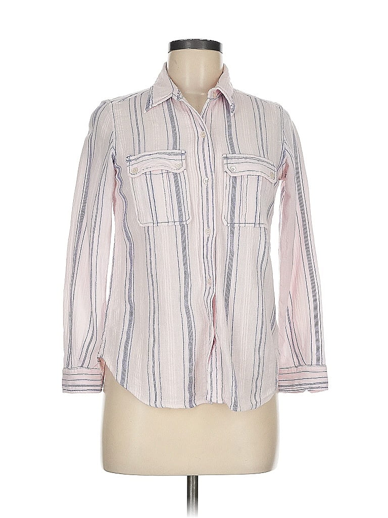 Étoile Isabel Marant 100% Cotton Stripes Pink Long Sleeve Button-Down Shirt Size EU (FR) 40 / US ...