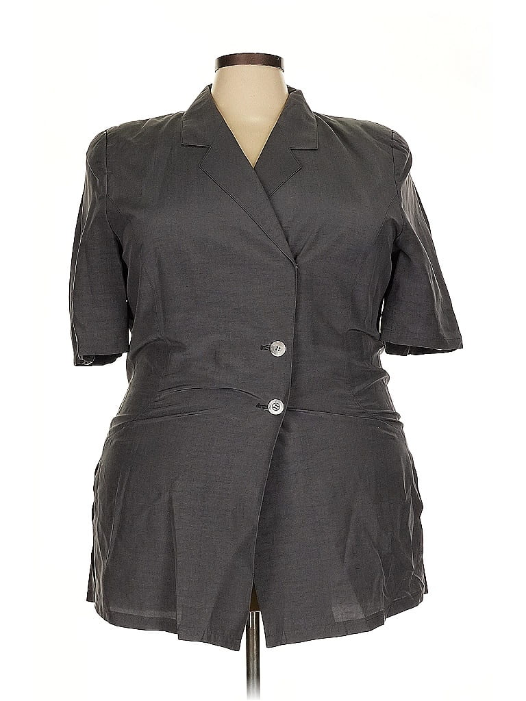 Marina Rinaldi Gray 3/4 Sleeve Button-Down Shirt Size 22 - 91% off ...