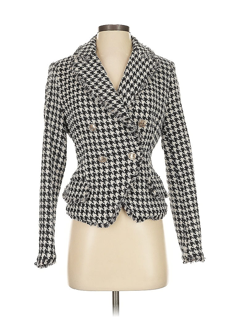 Left Coast by Dolan 100% Polyester Houndstooth Ivory Blazer Size XS ...
