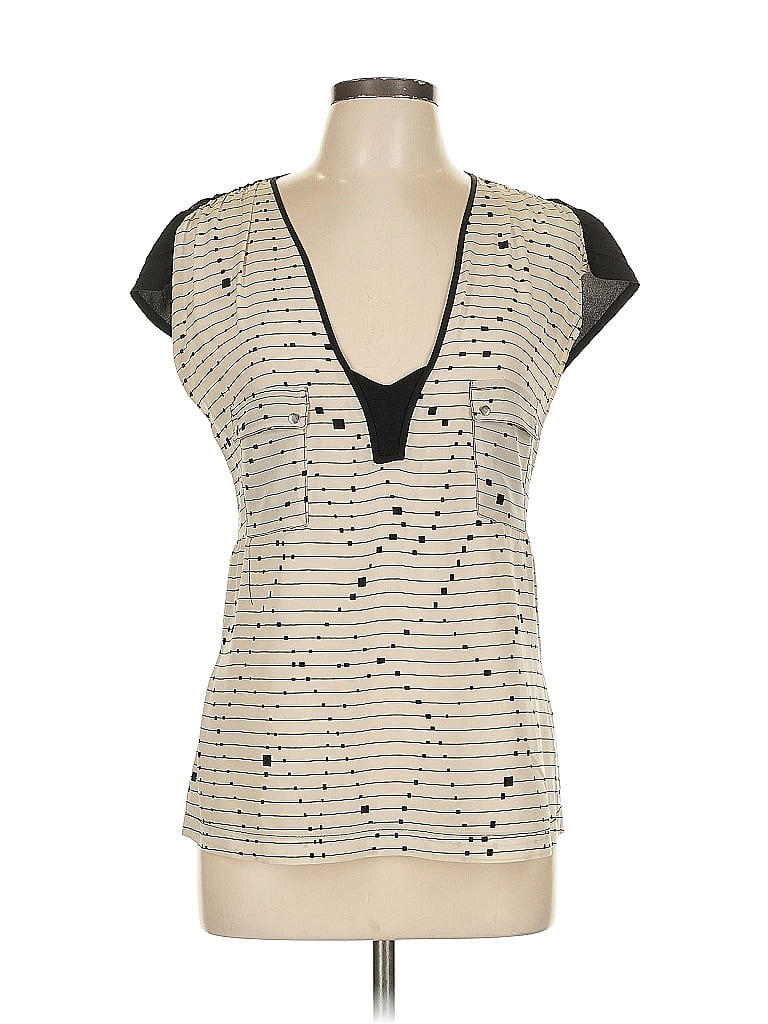 Vena Cava For Aqua 100% Silk Ivory Short Sleeve Silk Top Size L - 75% ...