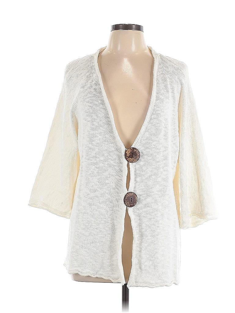 JM Collection 100% Cotton Ivory White Cardigan Size L - 54% off | ThredUp
