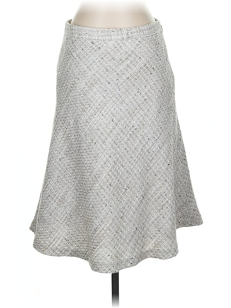 Ann Taylor Chevron-herringbone Silver Casual Skirt Size 4 (petite) - 83 ...