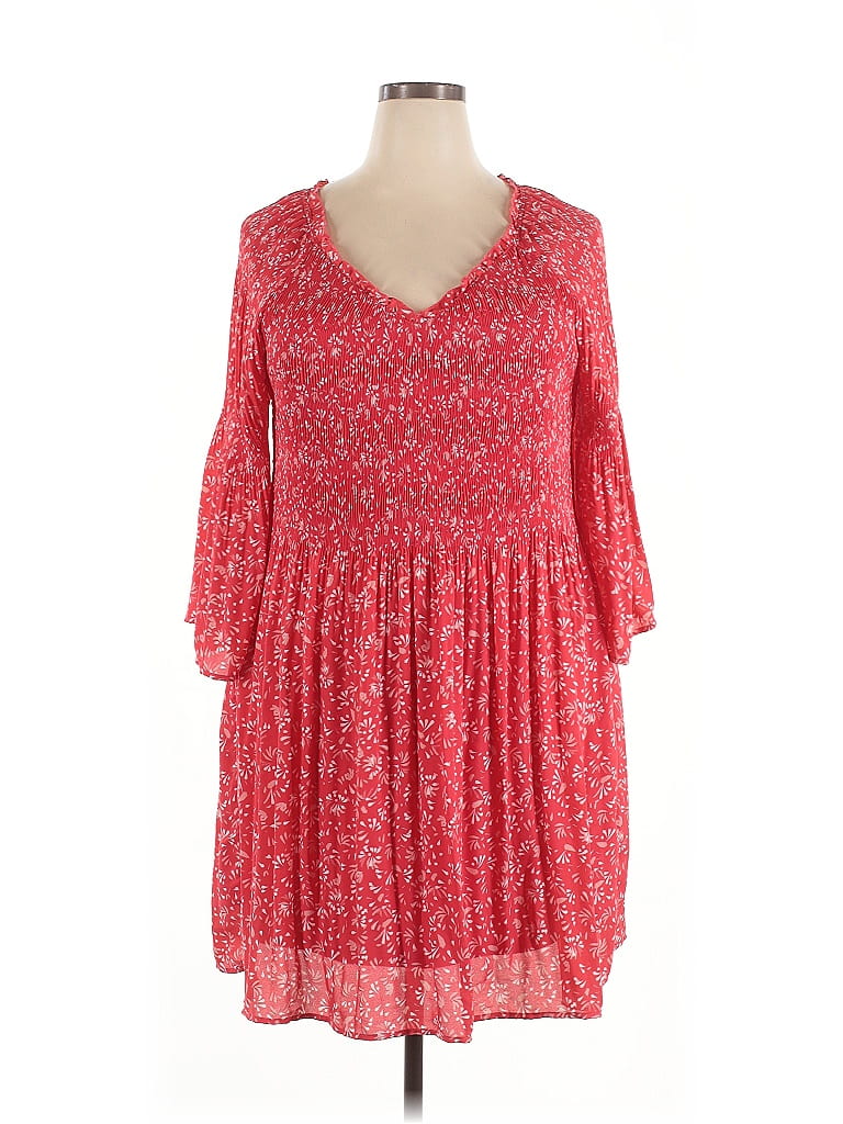 Spense 100% Polyester Floral Red Casual Dress Size 2X - 56% off | ThredUp