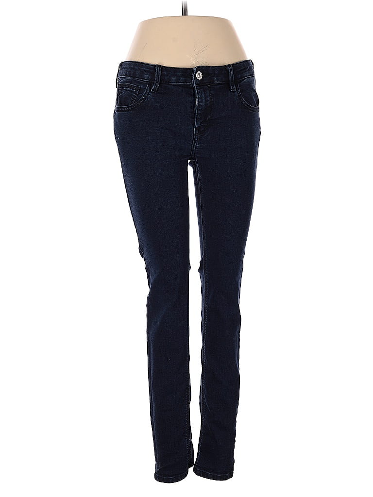 Mango Solid Blue Jeans Size 6 - 60% off | ThredUp