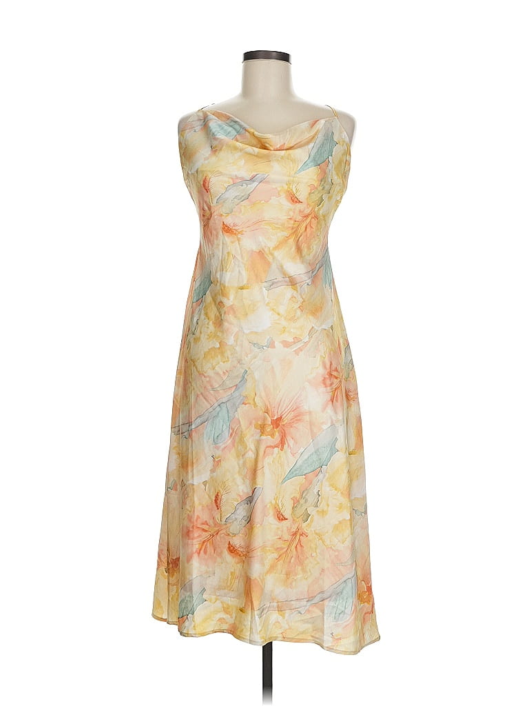 Baltic Born 100% Polyester Tropical Yellow Cocktail Dress Size L - 65% ...