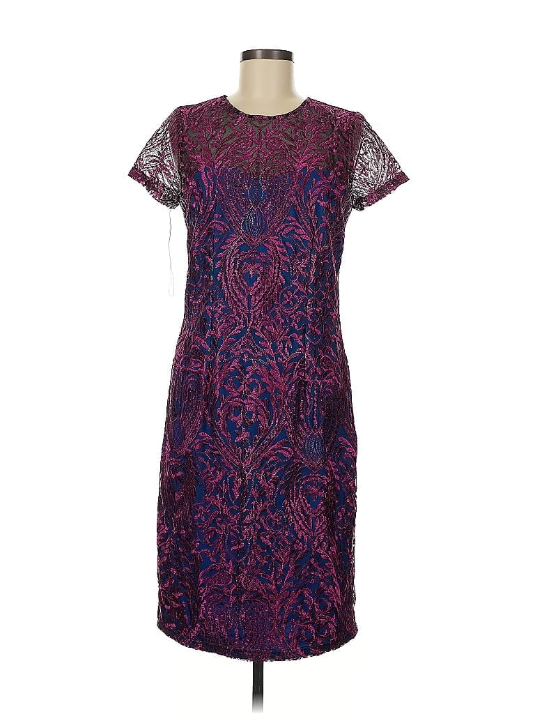 JS Collections 100% Nylon Paisley Purple Cocktail Dress Size 8 - 60% ...