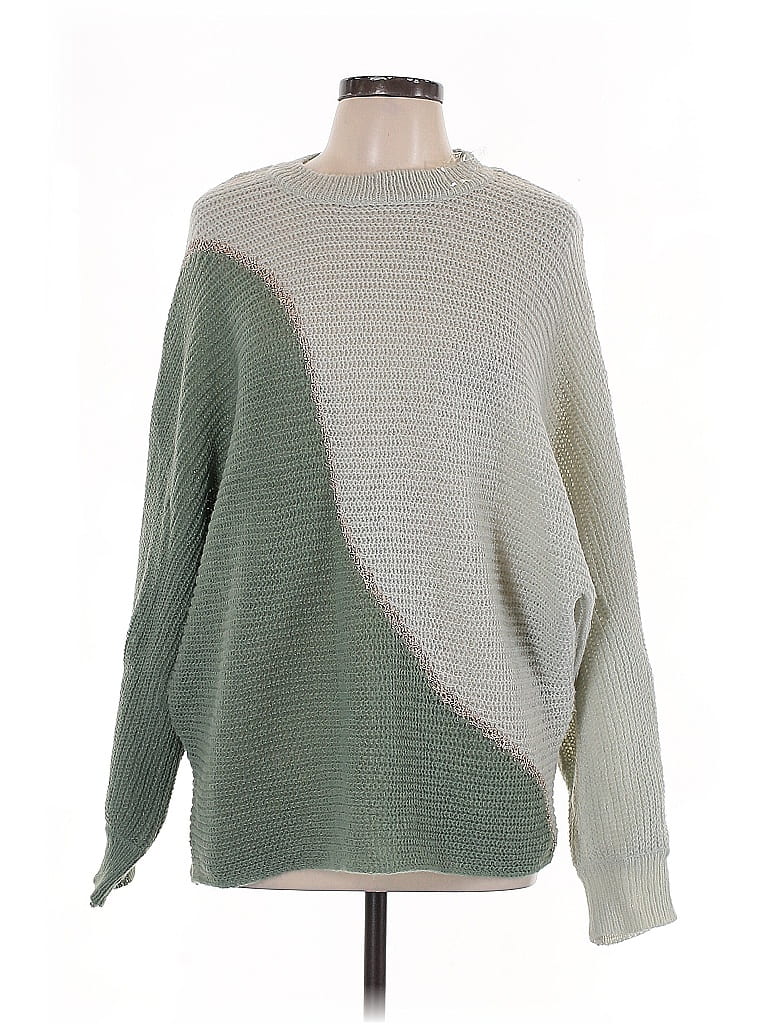 Andree by UNIT 100% Polyester Color Block Green Pullover Sweater Size L ...