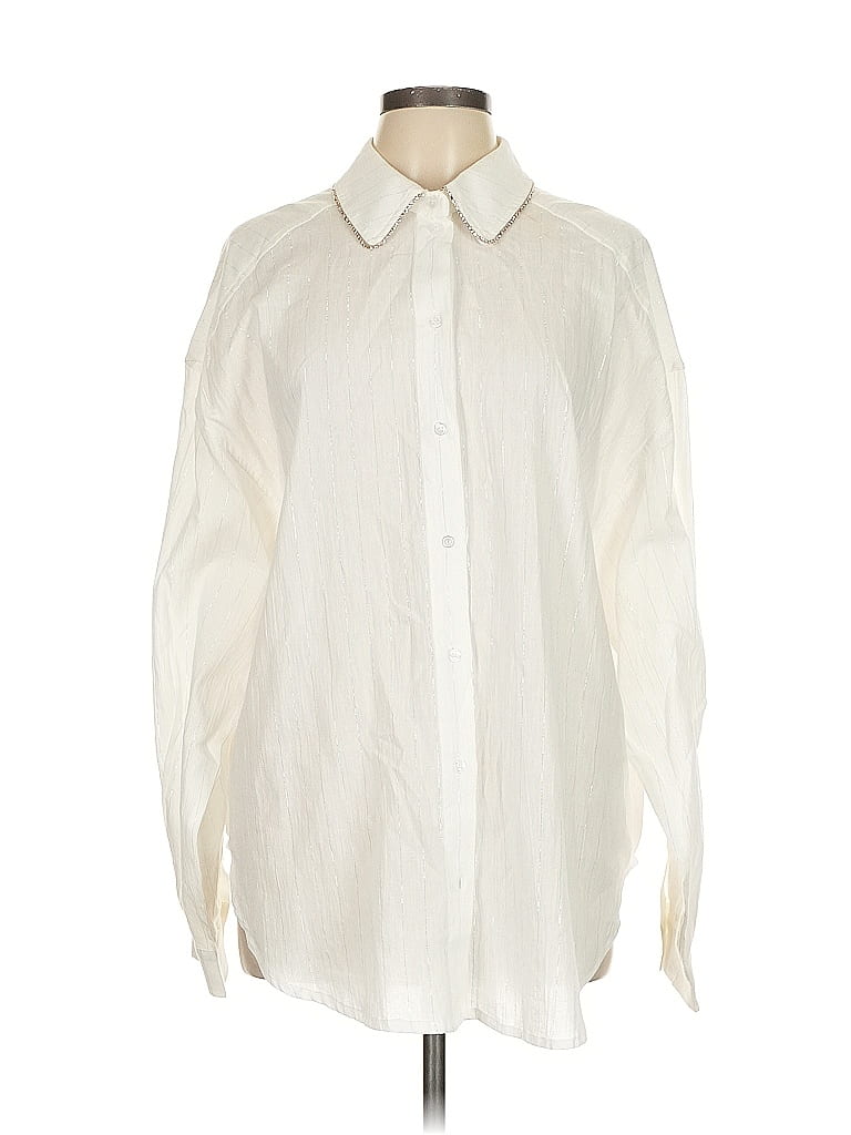 Miami 100% Cotton Ivory Long Sleeve Button-Down Shirt Size L - 50% off | ThredUp