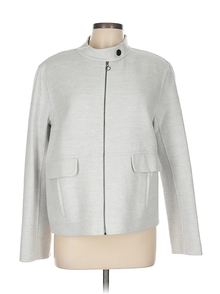 St. John Solid Gray Jacket Size L - 89% off | ThredUp