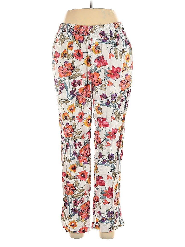 Violets & Roses Floral White Linen Pants Size 31 waist - 58% off | ThredUp