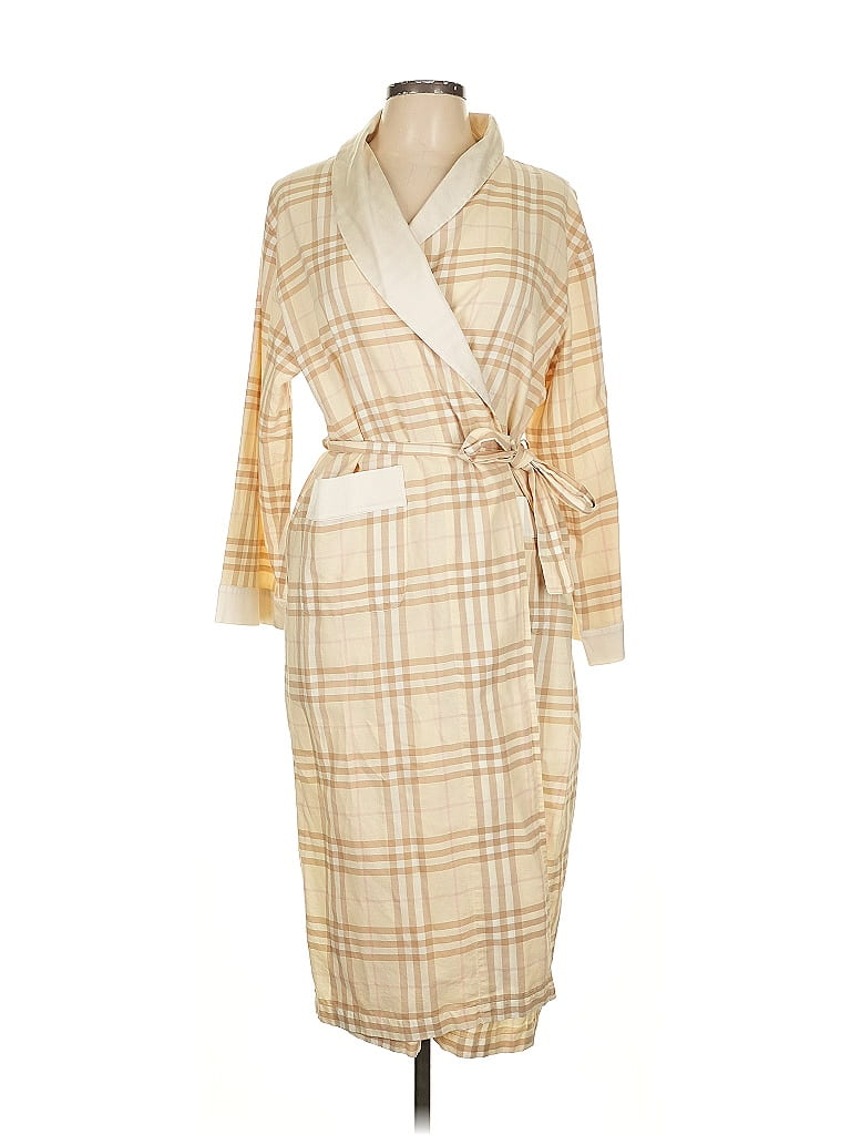 Burberry 100% Cotton Ivory Tan Check Robe Size L - 77% off | ThredUp