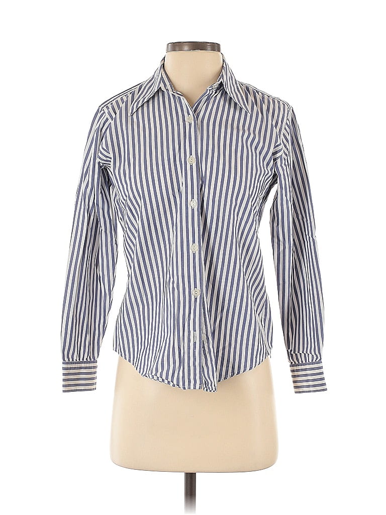 Anne Klein 100% Cotton Stripes Blue Long Sleeve Button-Down Shirt Size XS - 64% off | ThredUp