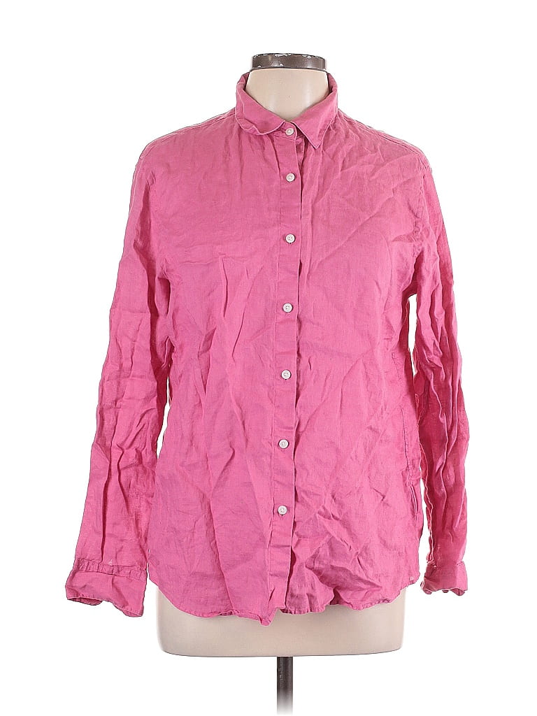 Uniqlo 100% Linen Pink Long Sleeve Button-Down Shirt Size L - 52% off | ThredUp