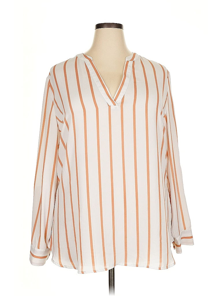 Soho 100% Polyester Stripes Orange 3/4 Sleeve Blouse Size XXL - 80% off ...