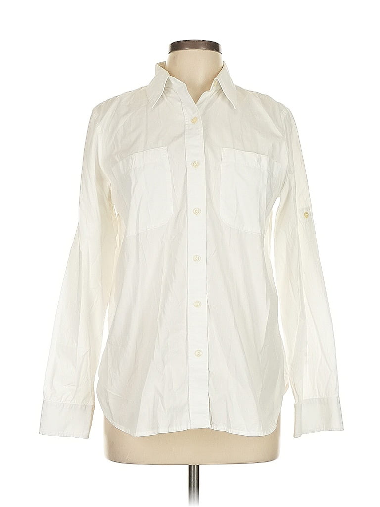 Lauren Jeans Co. 100% Cotton Ivory Long Sleeve Button-Down Shirt Size L - 54% off | ThredUp