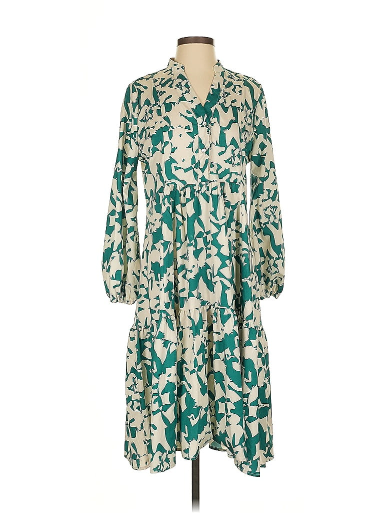 SundayUp 100% Polyester Print Green Casual Dress Size S - 67% off | ThredUp