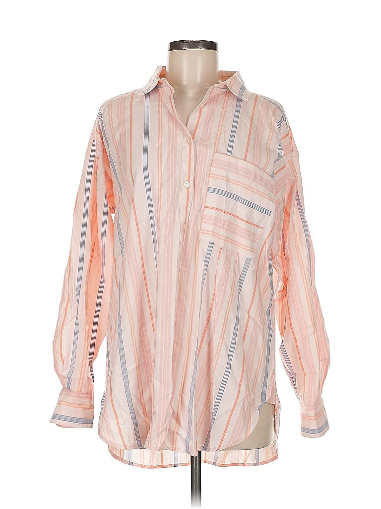 Ann Taylor LOFT Stripes Pink Long Sleeve Button-Down Shirt Size M - 65% off | ThredUp