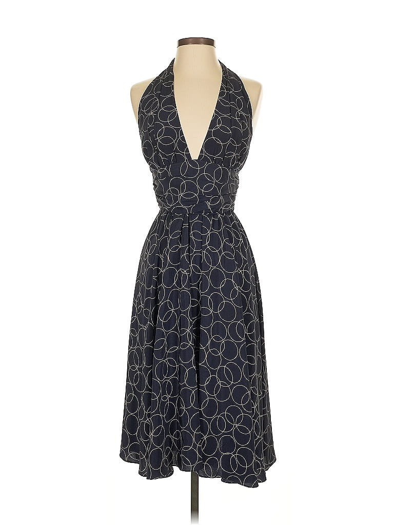 Moda International 100% Silk Paisley Blue Cocktail Dress Size 2 - 65% ...
