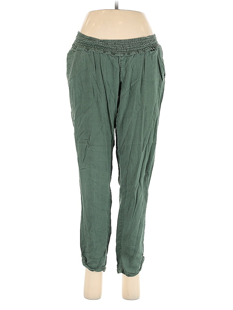 Assorted Brands Solid Green Linen Pants Size M - 53% off | ThredUp