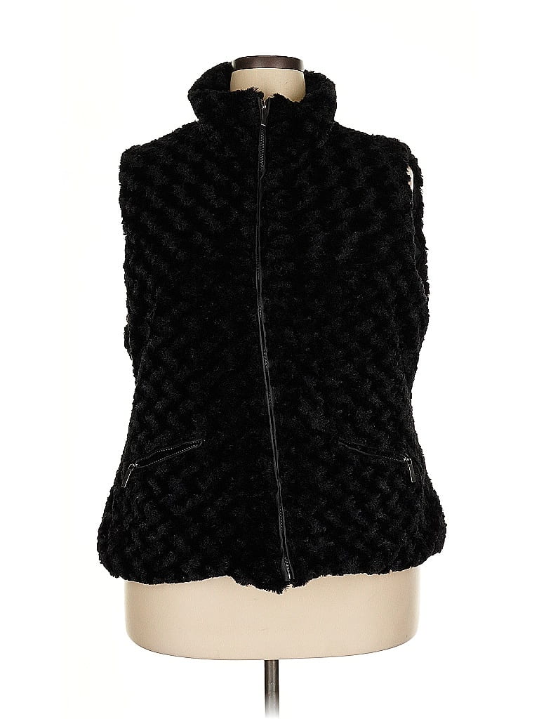 Yoki Black Faux Fur Vest Size 2X - 53% off | ThredUp