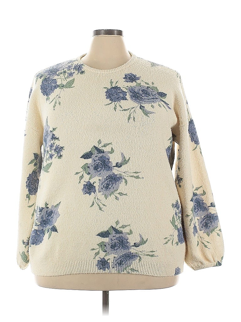 Penelope Rose Floral Ivory Pullover Sweater Size 3X - 73% off | ThredUp