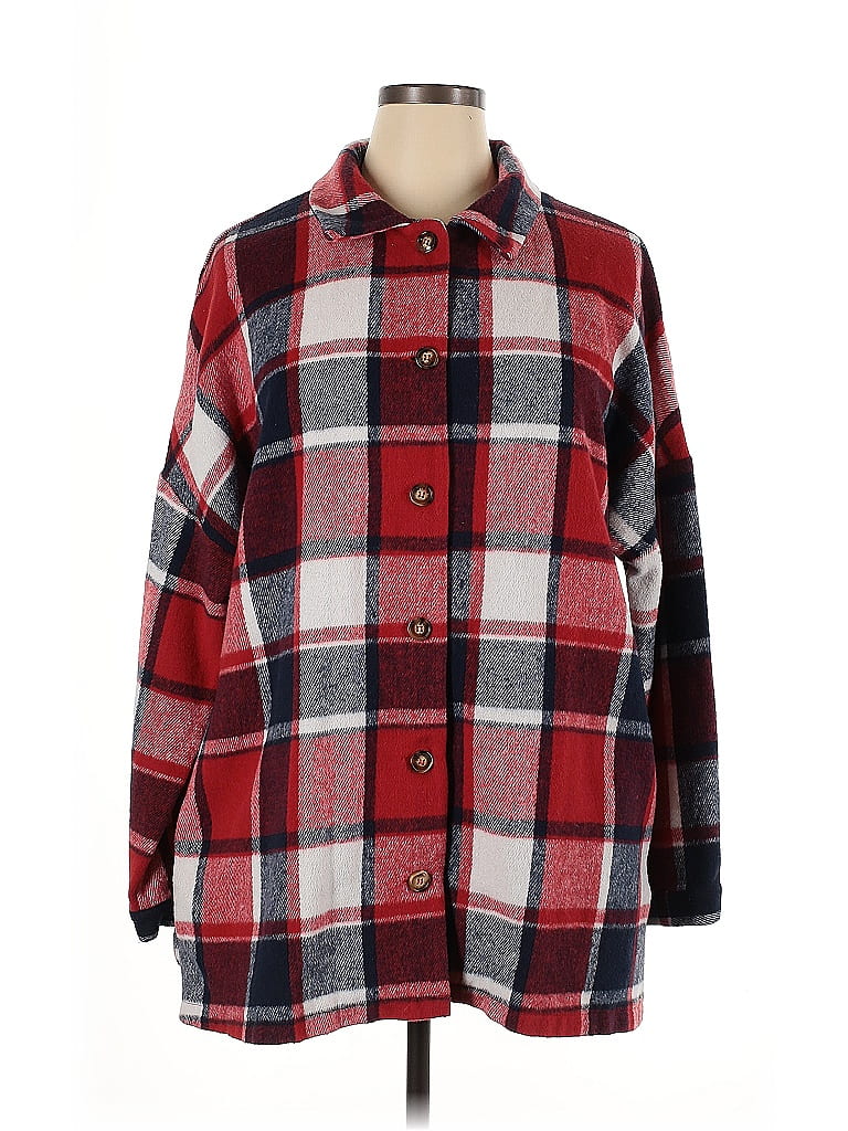 Prettygarden 100% Polyester Plaid Red Coat Size XL - 47% off | ThredUp