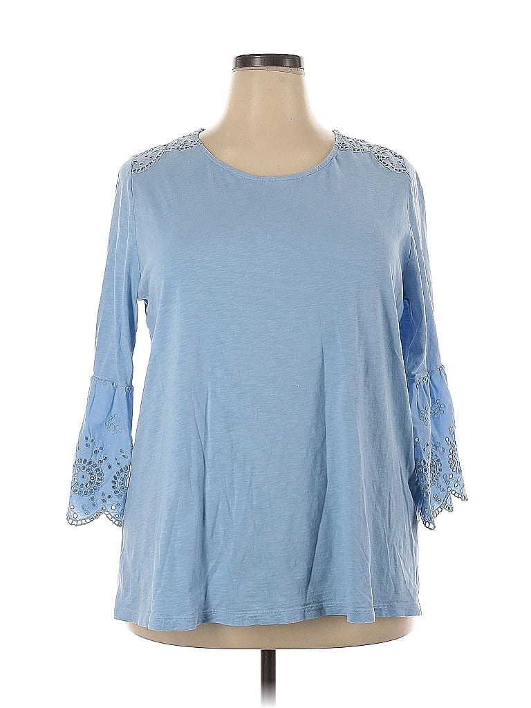 J.Jill Blue 3/4 Sleeve Top Size 2X - 71% off | ThredUp